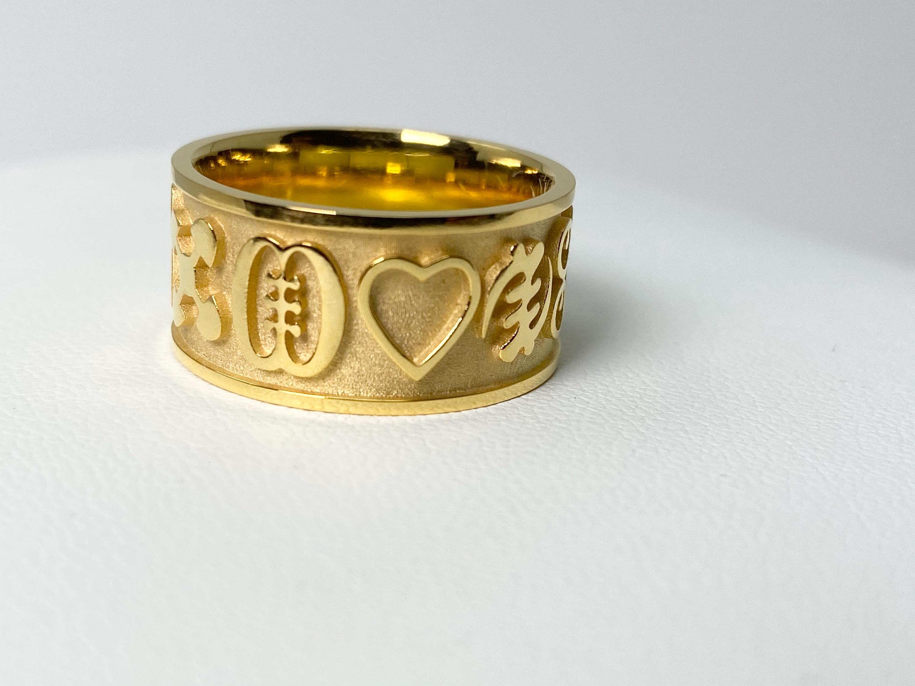Custom Gold Adinkra Wedding Band - Etsy