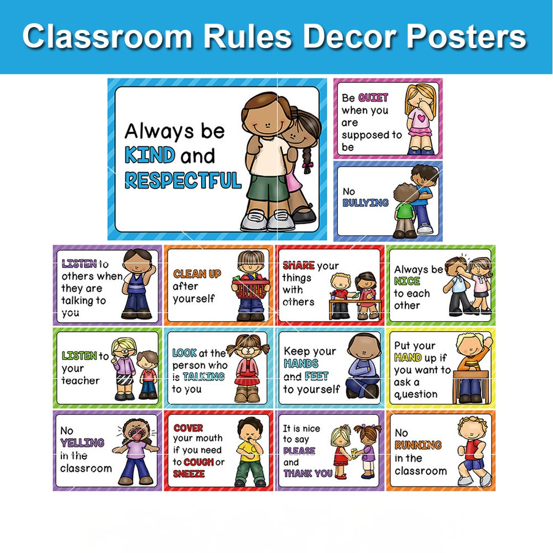 Printable Classroom Rules Flashcards, Daycare Rules, Classroom Rules ...