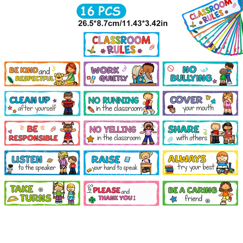 Tarjetas imprimibles con reglas del aula, reglas de la guardería ...