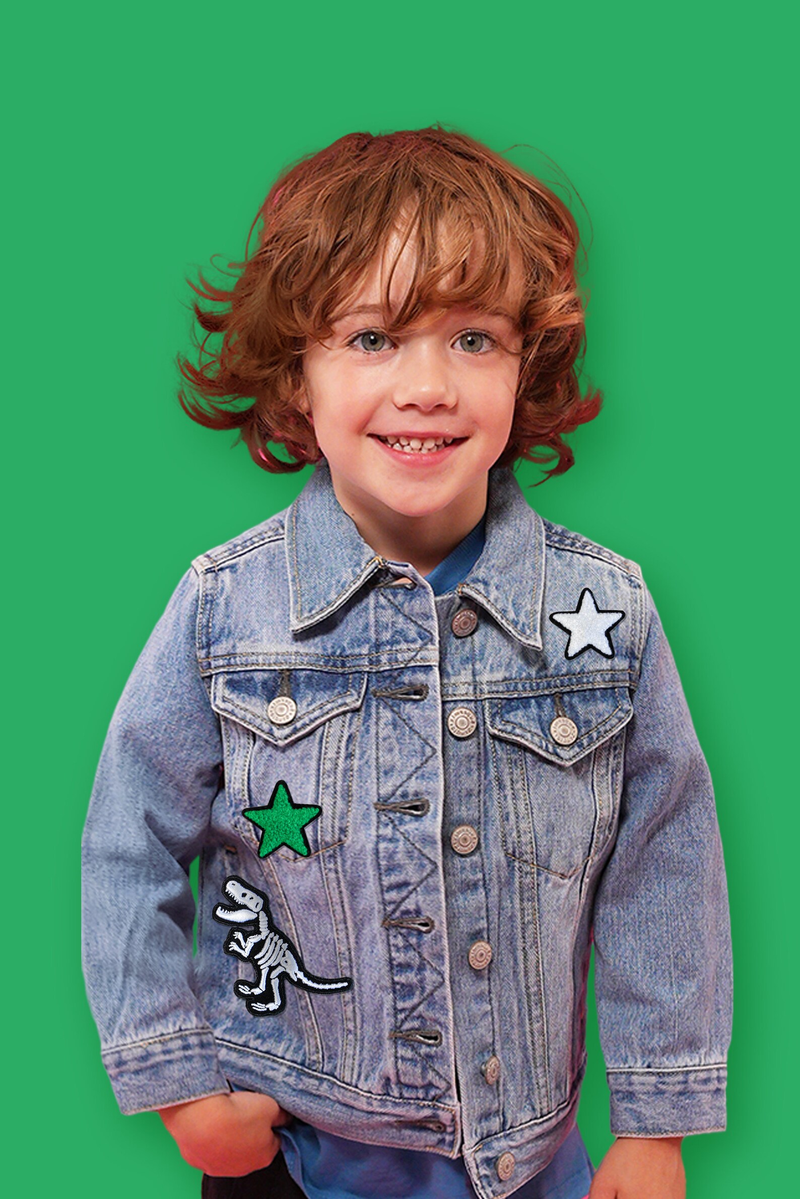 Dinosaur Varsity Custom Kids' Denim Jacket | Chenille T-rex Patches ...