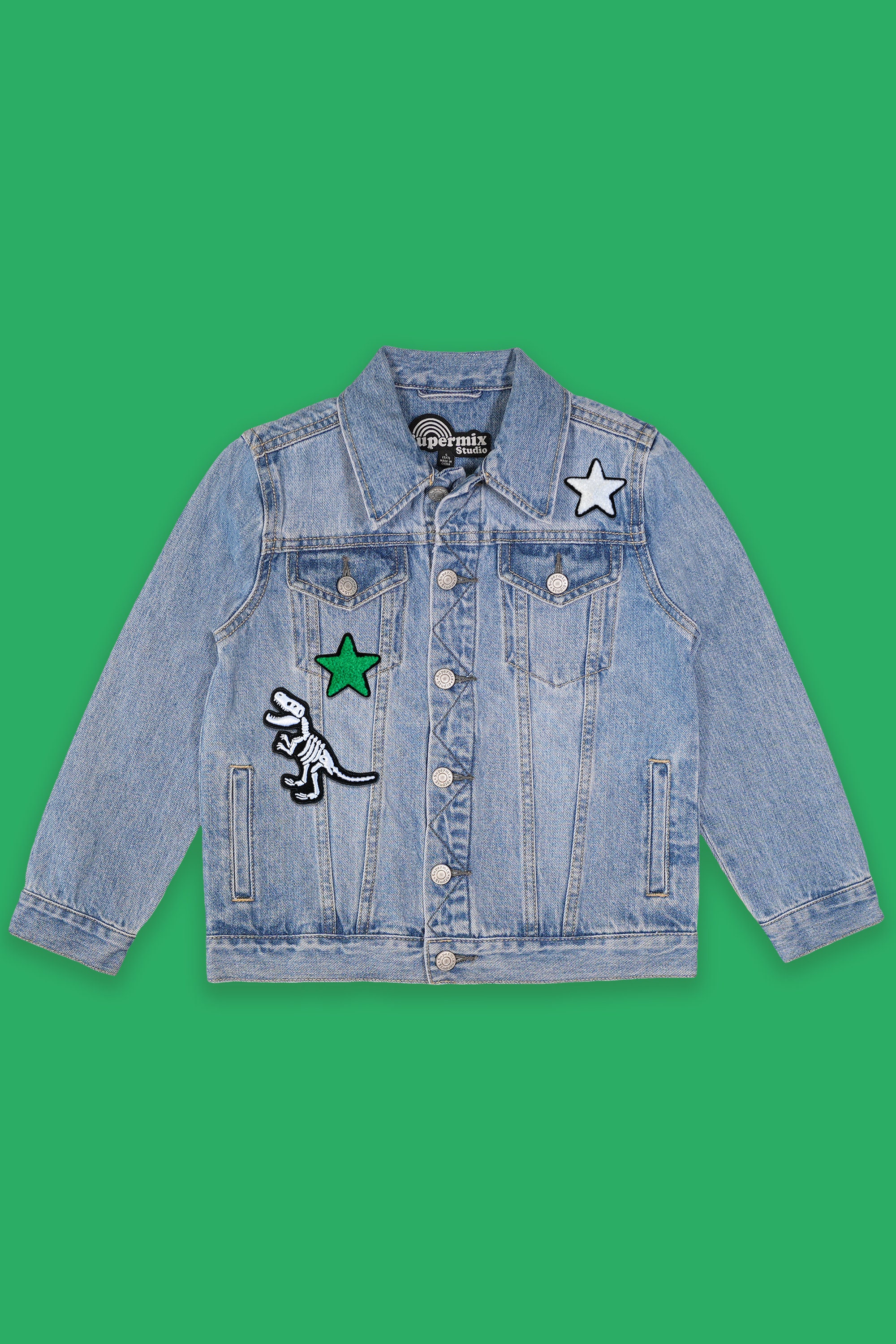 Dinosaur Varsity Custom Kids' Denim Jacket | Chenille T-rex Patches ...