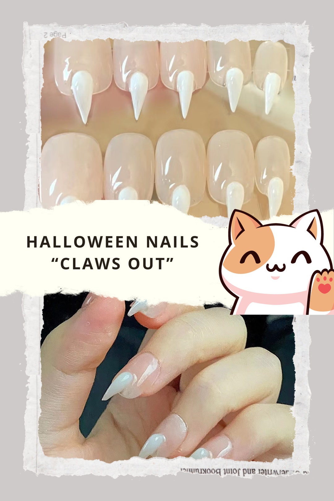 Halloween Meow claws Out Handmade Press on Nail - Etsy