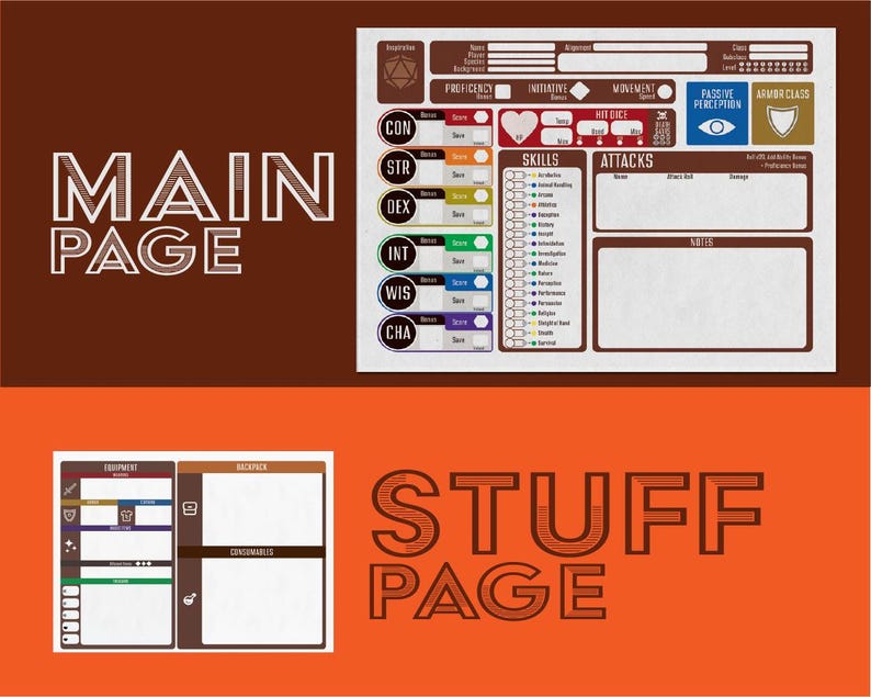 Dnd 5e Character Sheet for New Players, Color Coded Rule Reminders ...