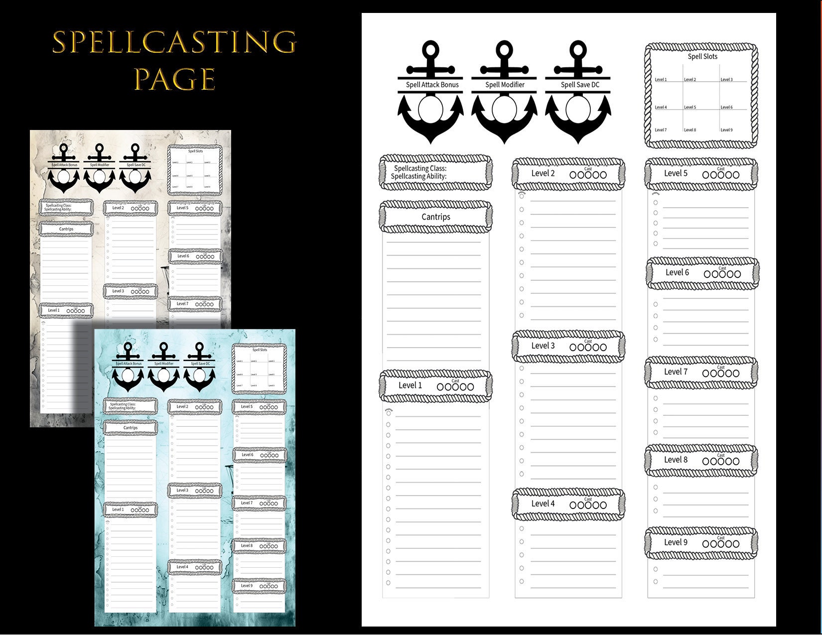 Dnd Character Sheet 5e Printable Accessory - Nautical Pirate Theme - Etsy