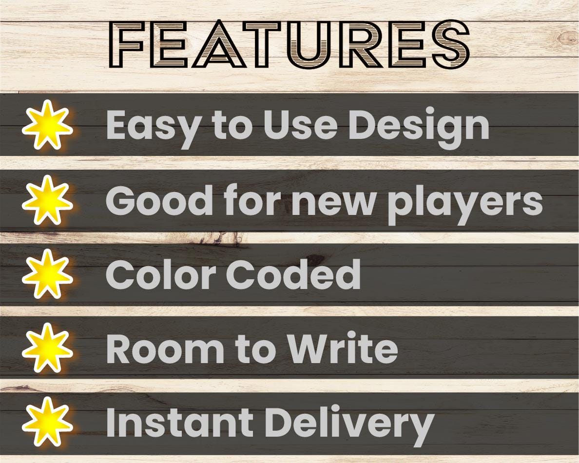 Dnd 5e Character Sheet for New Players, Color Coded Rule Reminders ...