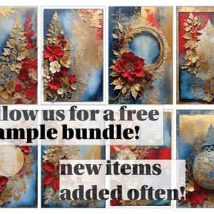 Paper Poinsettia Christmas Digital Page Bundle: Vintage Poinsettias ...