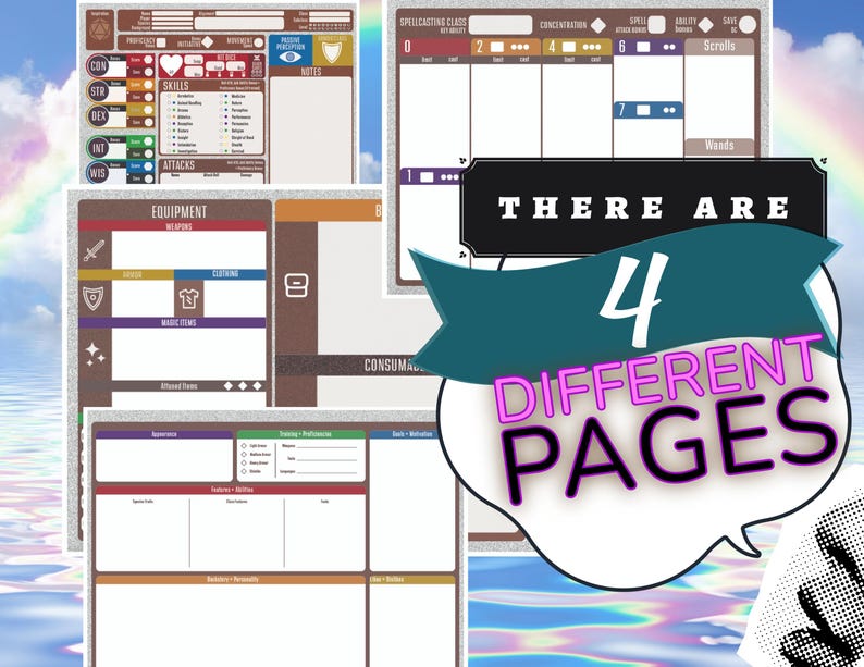 5e Character Sheet Premium 2024 Edition, Cozy Retro Design, Color Coded ...