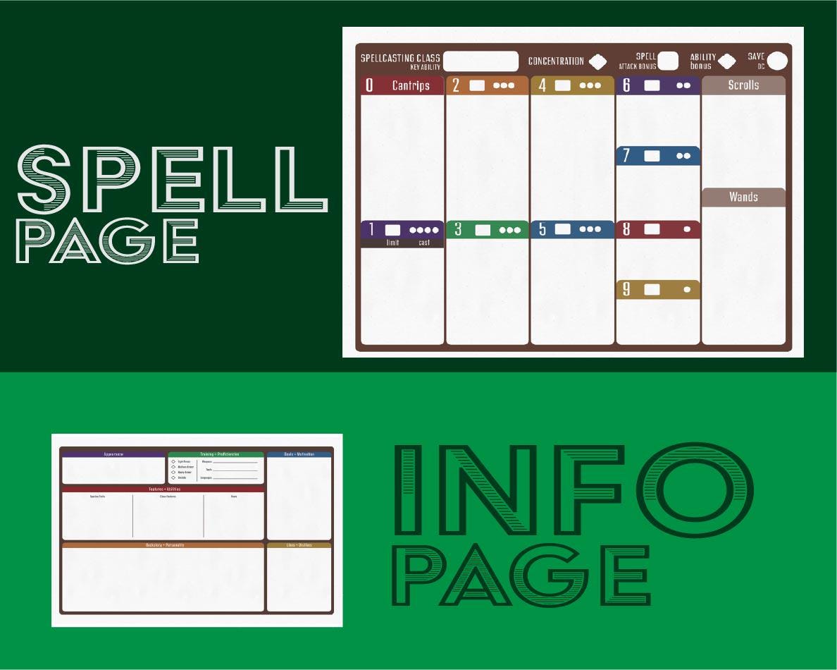 Dnd 5e Character Sheet for New Players, Color Coded Rule Reminders ...