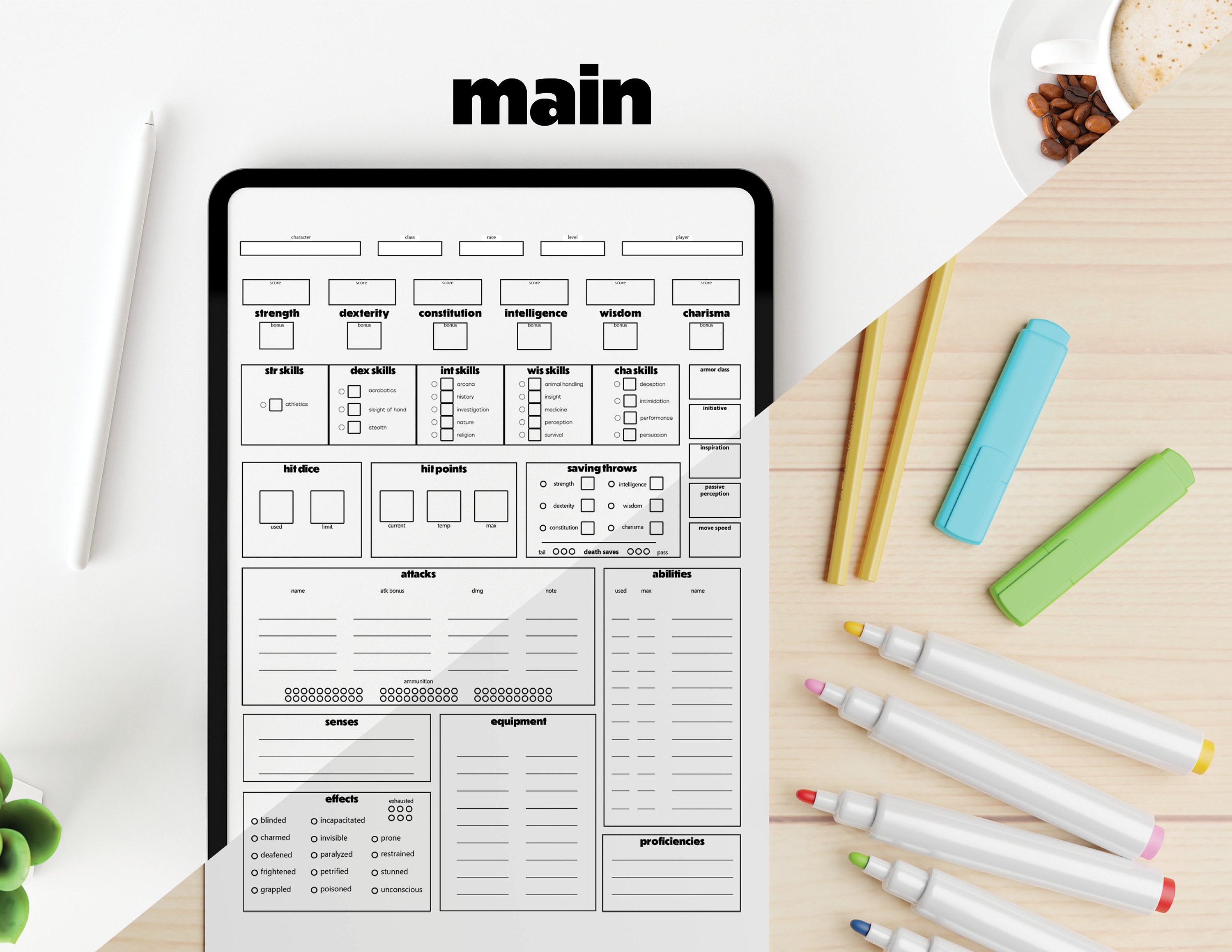 Minimalist Modular Digital Printable Dnd Character Sheet Accessory - Etsy