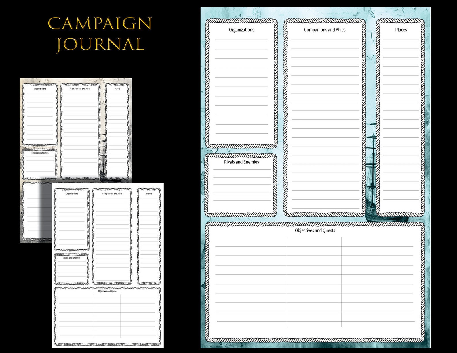 Dnd Character Sheet 5e Printable Accessory - Nautical Pirate Theme - Etsy