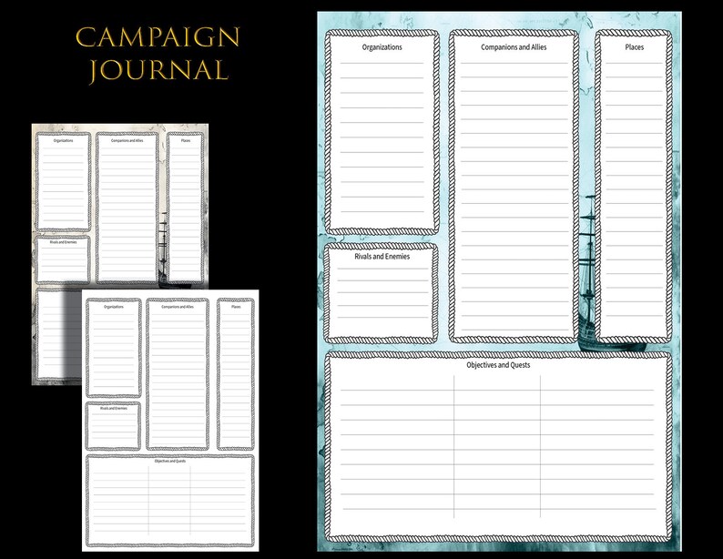 Dnd Character Sheet 5e Printable Accessory - Nautical Pirate Theme ...