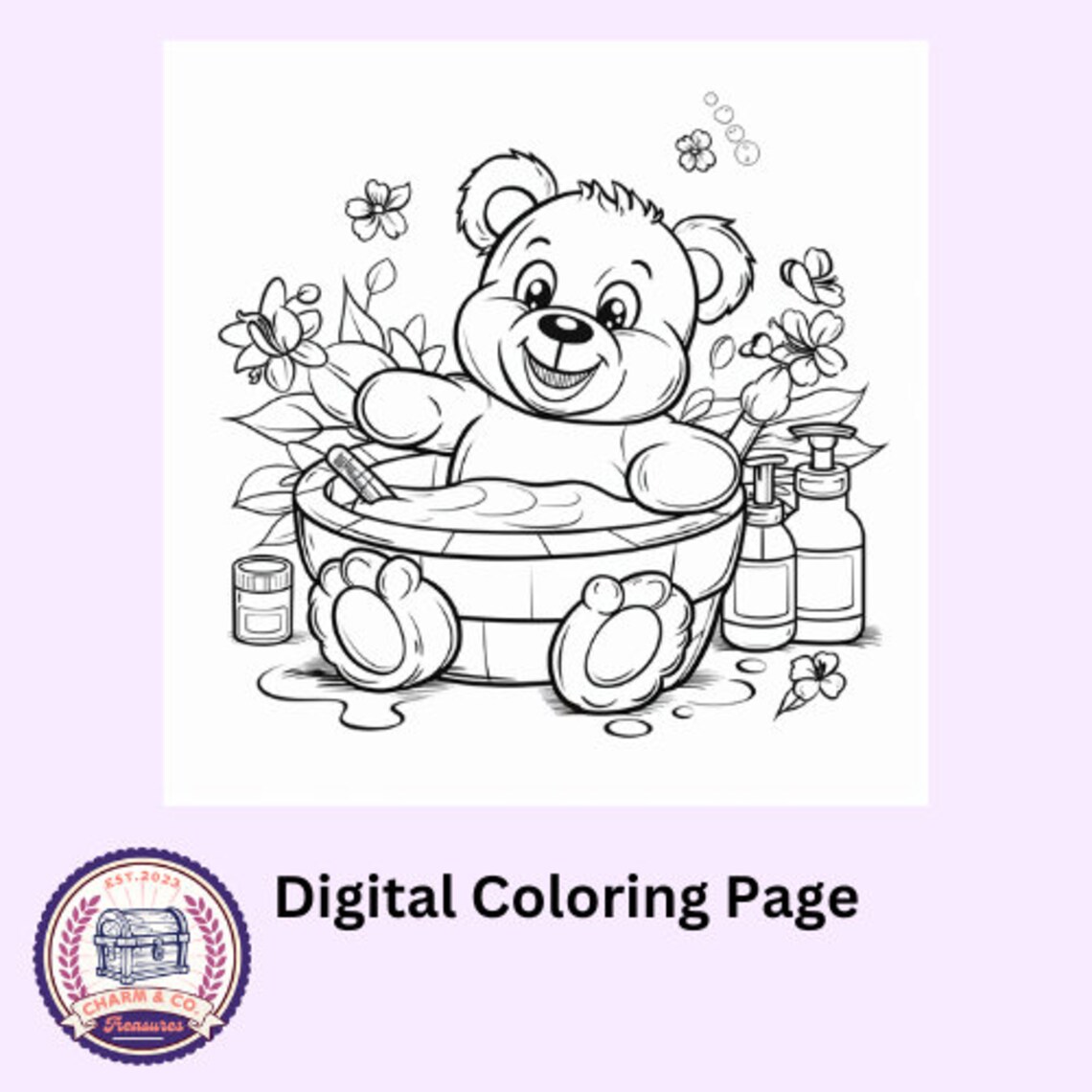 Teddy Bear Digital Coloring Pages | Adorable Teddy Bear Digital ...