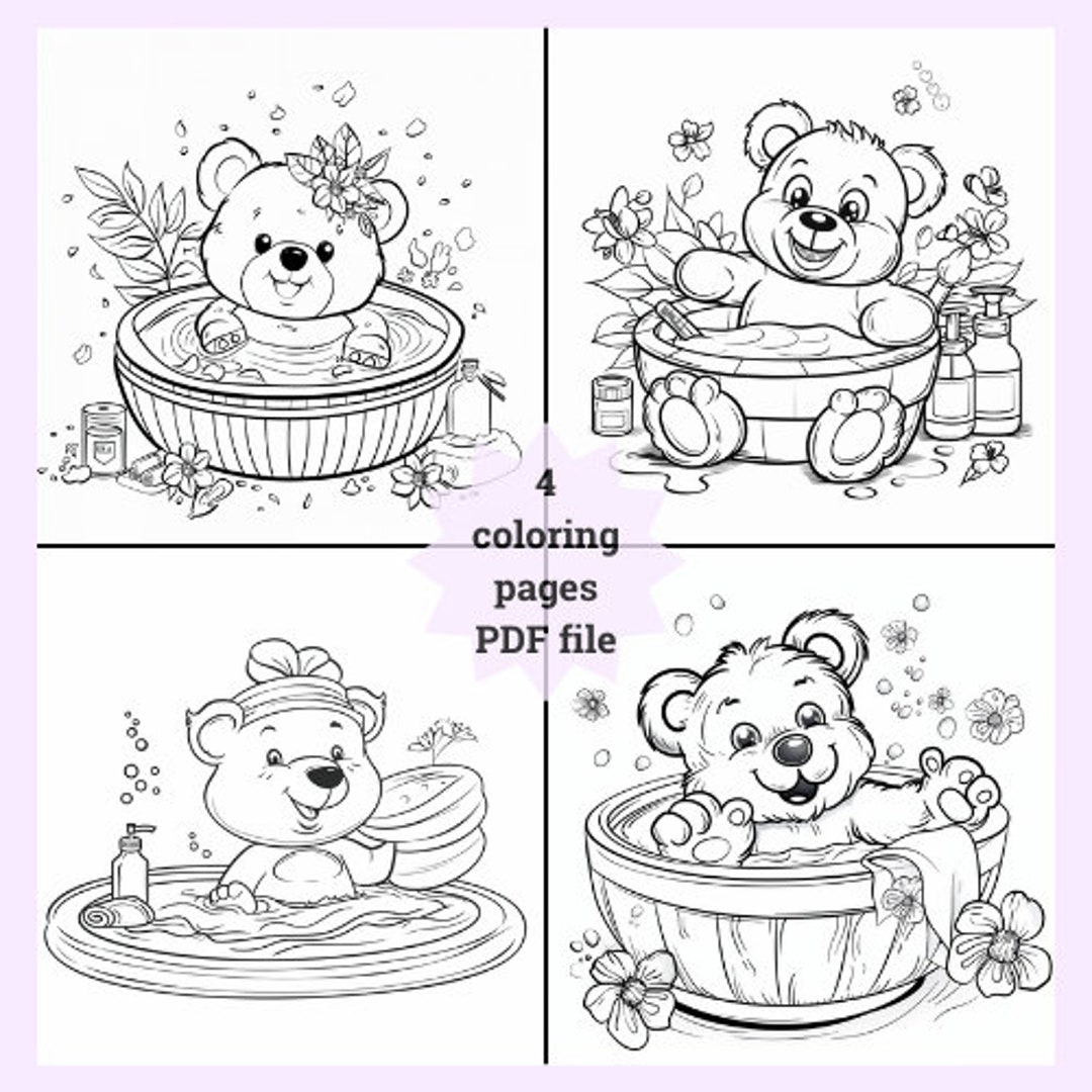 Teddy Bear Digital Coloring Pages | Adorable Teddy Bear Digital ...