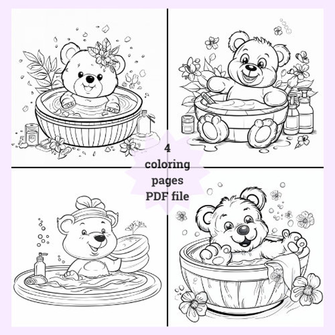 Teddy Bear Digital Coloring Pages | Adorable Teddy Bear Digital ...