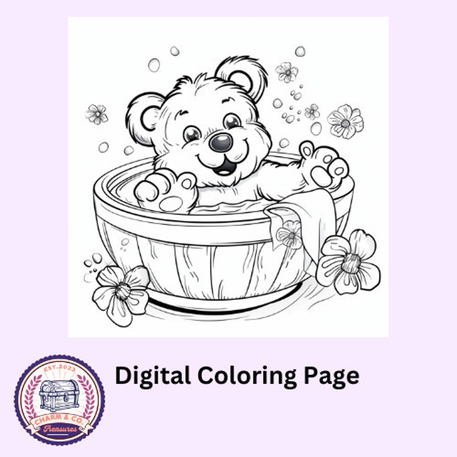 Teddy Bear Digital Coloring Pages | Adorable Teddy Bear Digital ...