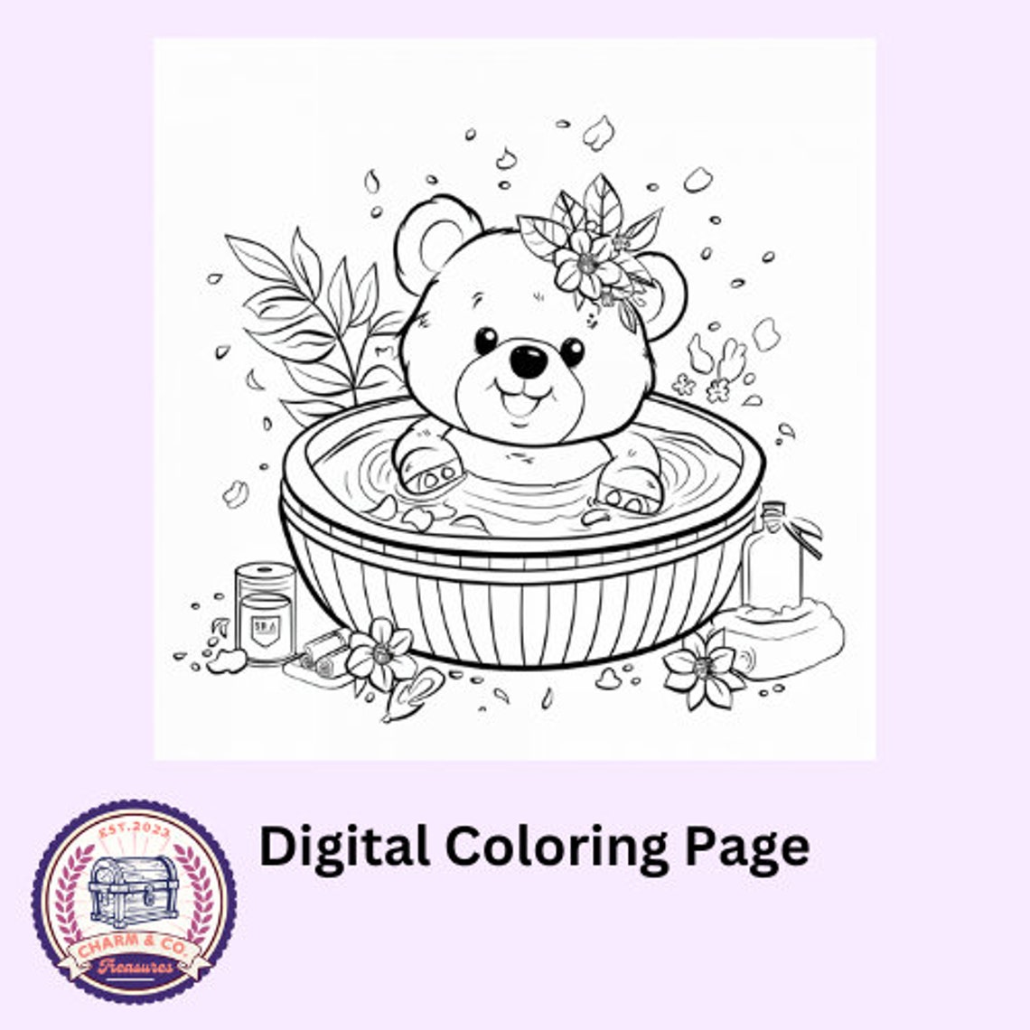 Teddy Bear Digital Coloring Pages | Adorable Teddy Bear Digital ...