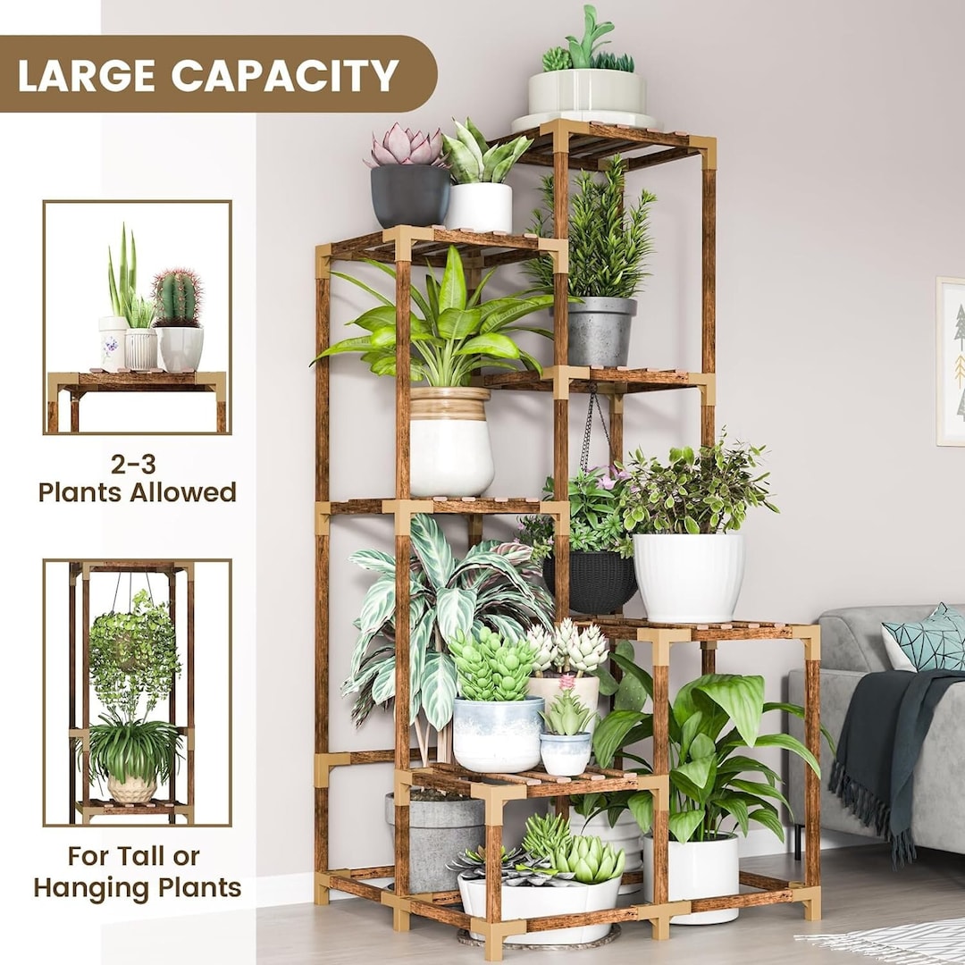 9 Tier Wooden Corner Plant Stand Indoor Outdoor Plant Stand - Etsy