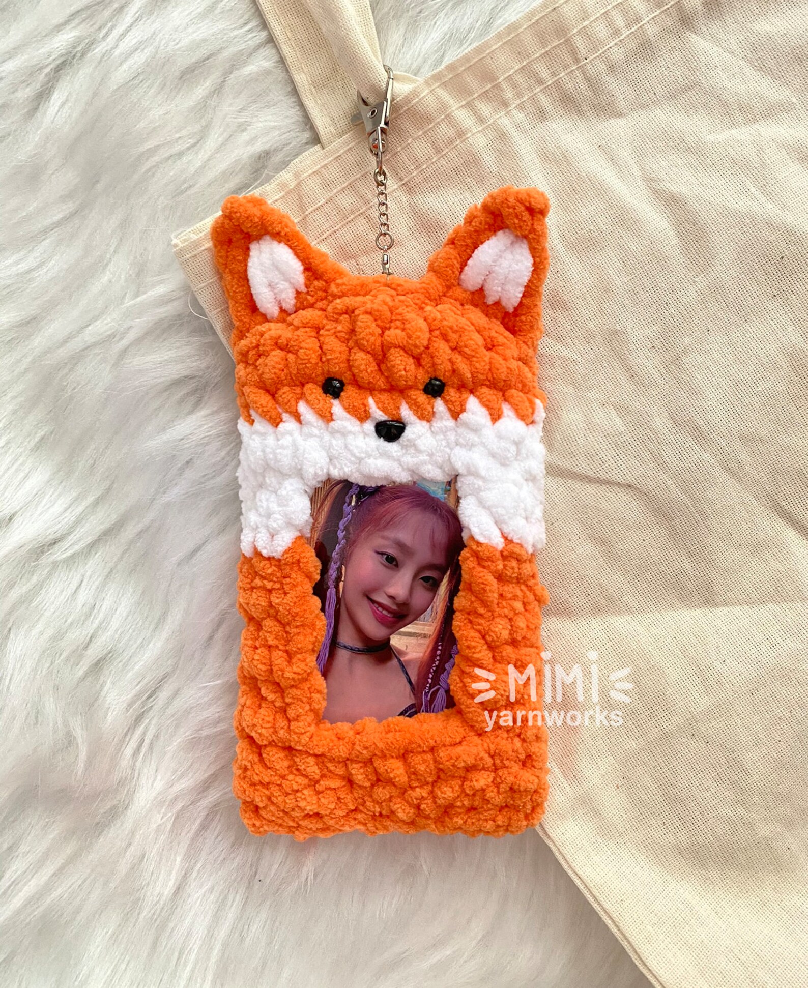 Crochet Fox Photocard Holder Keychain: Plush Kpop PC Holder - Etsy