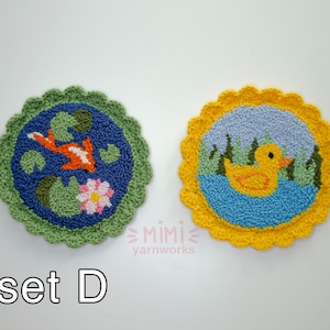 Cute Tufted Mug Rugs, Drink Coasters, Punch Needle & Crochet - Etsy