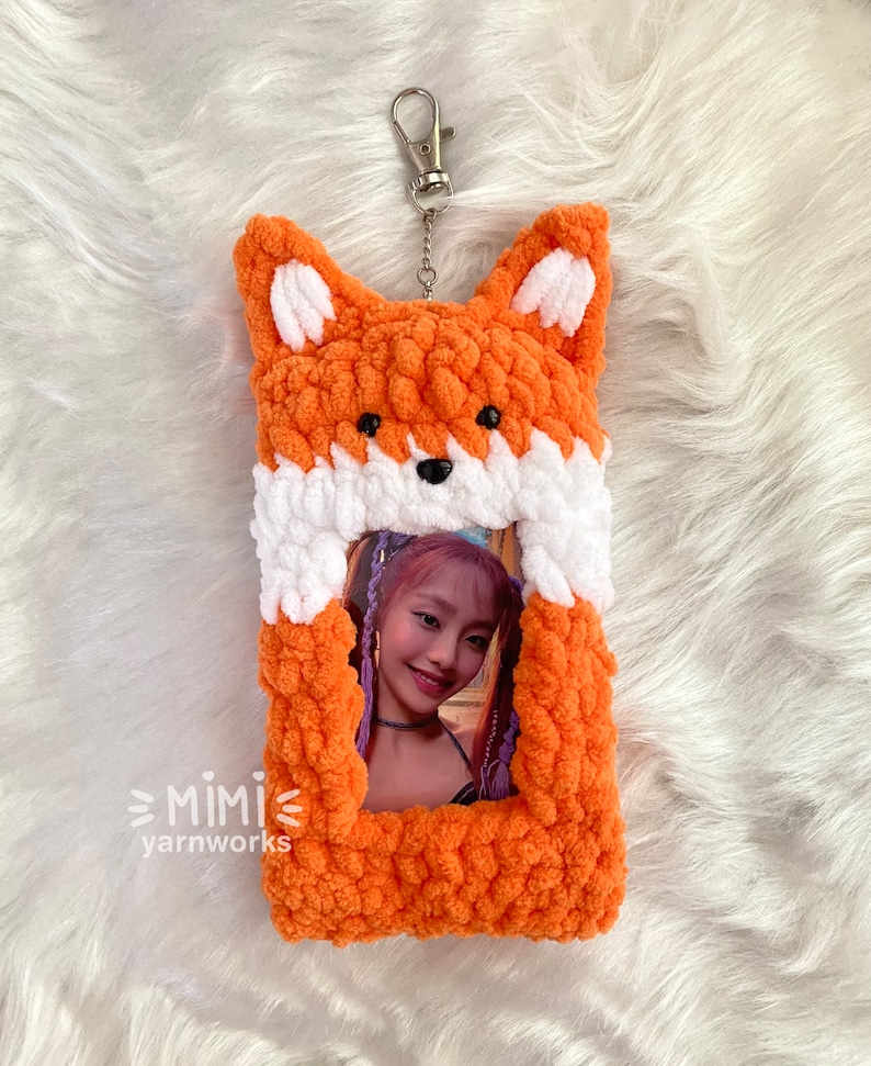 Crochet Fox Photocard Holder Keychain: Plush Kpop PC Holder - Etsy