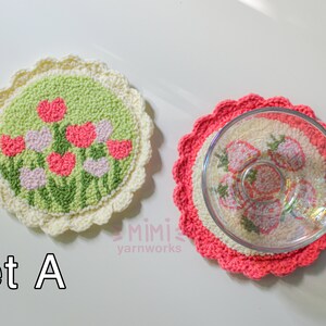 Cute Tufted Mug Rugs, Drink Coasters, Punch Needle & Crochet - Etsy