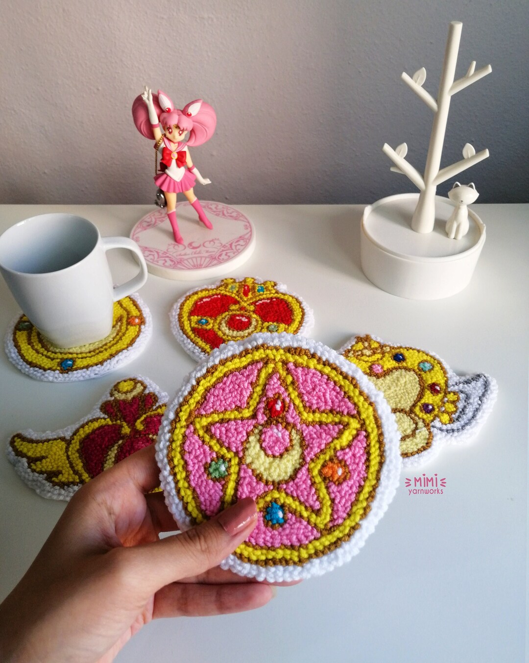 Handmade Cute Coasters, Tufted Coffee Drink Coaster, Heart Mug Rugs ...