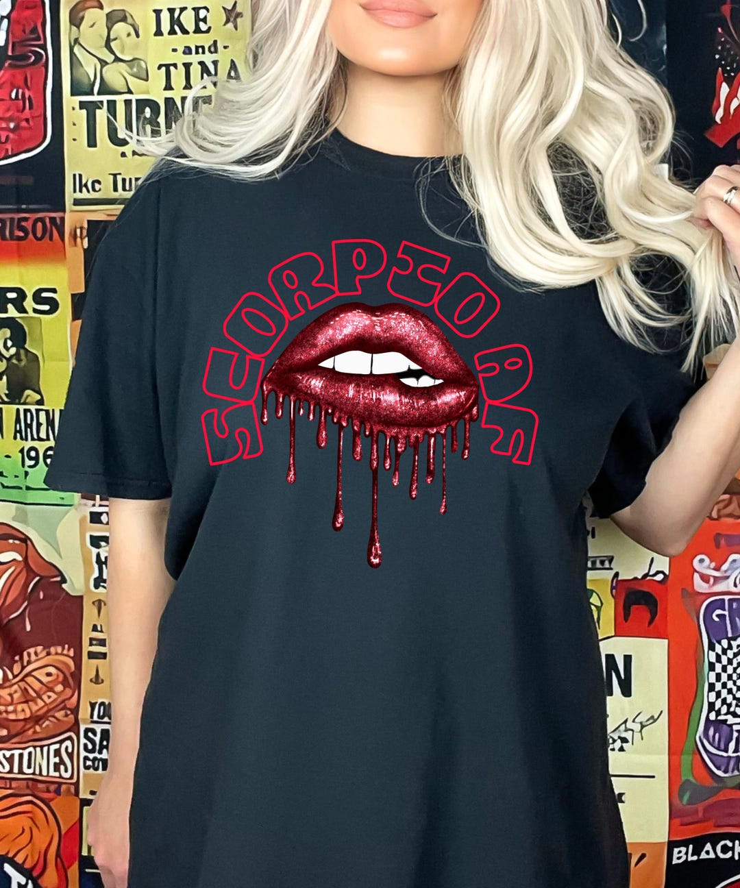 Scorpio AF Shirt, Zodiac Sign Tshirt, Dripping Lips T-shirt, Red Drippy ...