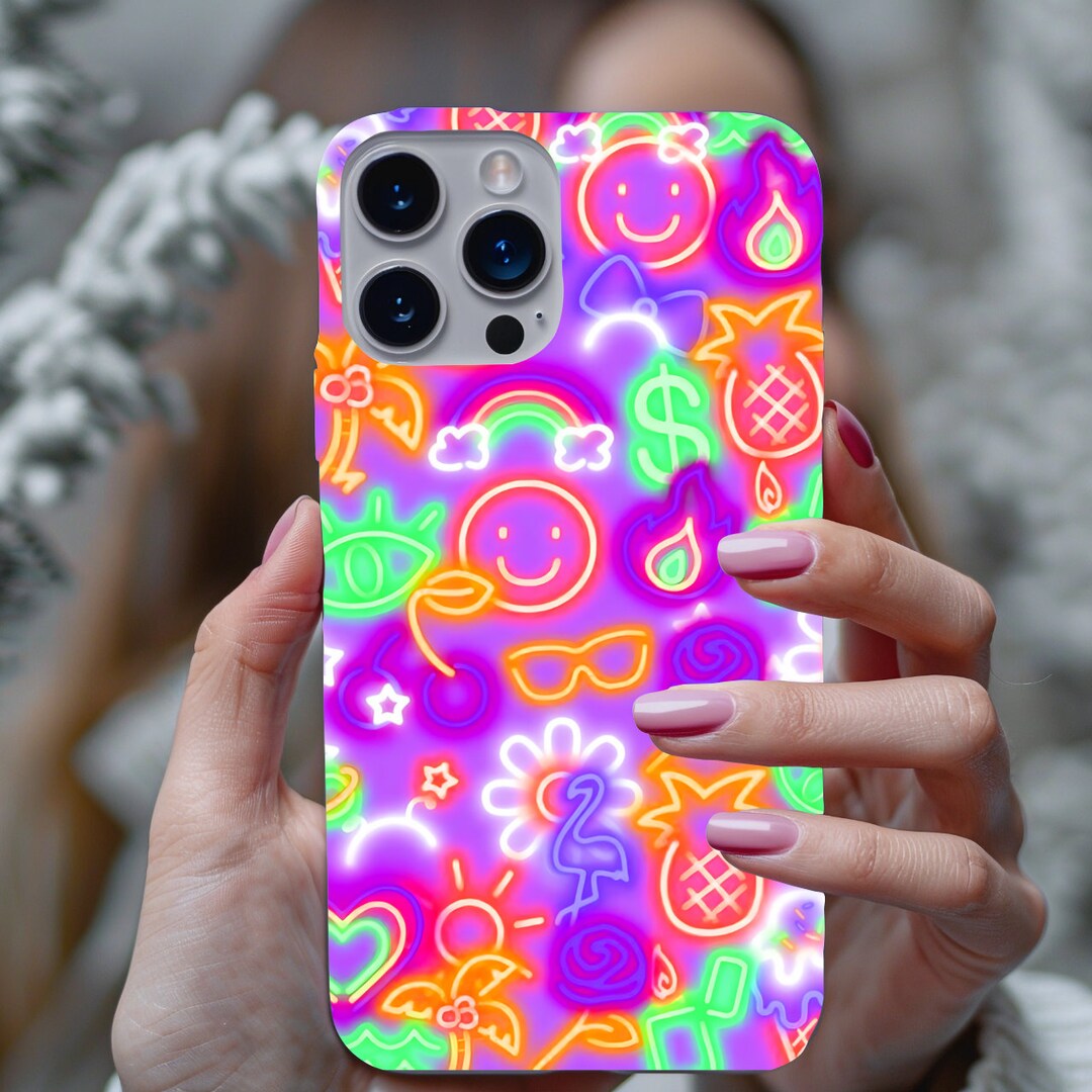 Tropical Summer Vibes Retro Purple Neon Magsafe Tough iPhone Case ...