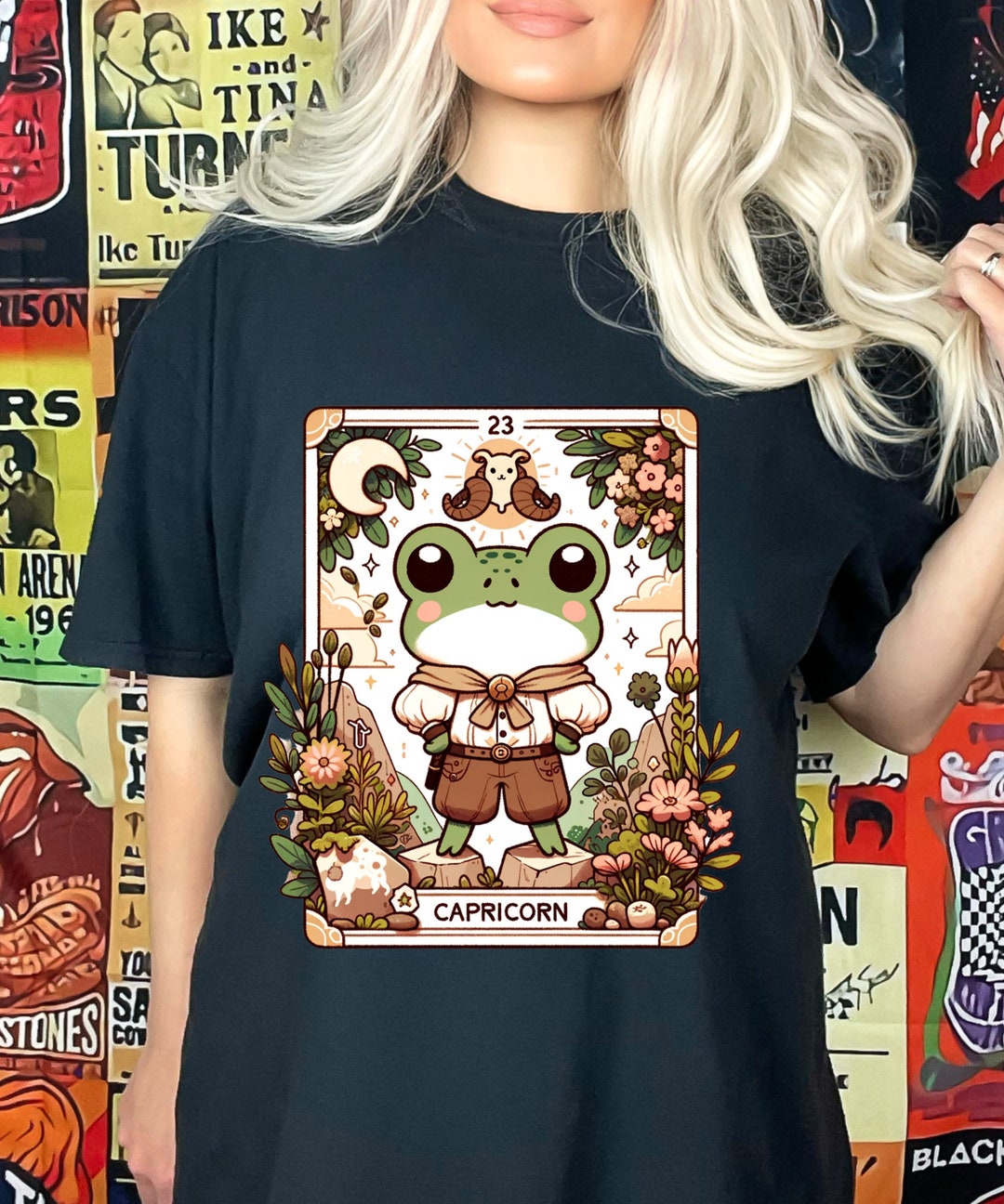Capricorn Cottagecore Frog Tarot Card Shirt, Frogcore Aesthetic Tshirt ...