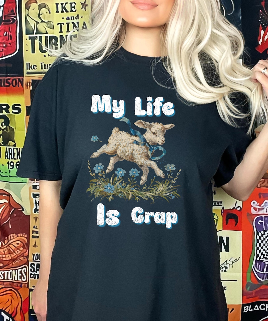 My Life is Crap Shirt, Sarcastic Humor Tshirt, Vintage Lamb Graphic T ...