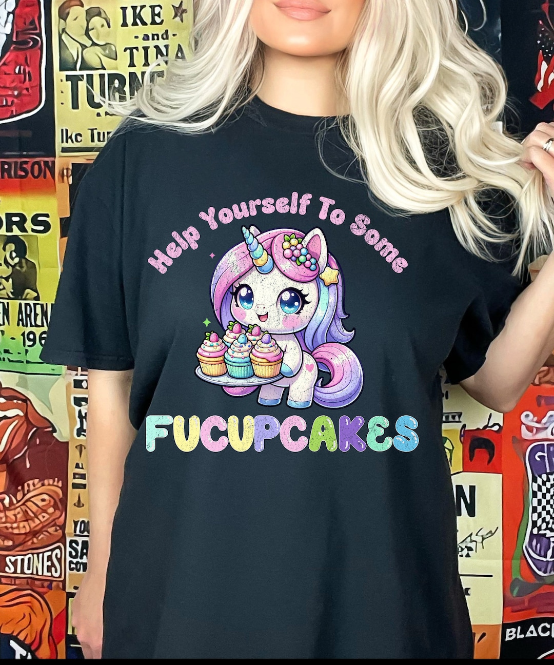 Help Yourself to Some Fucupcakes Unicorn Shirt, Rude Tshirt, Baking T ...