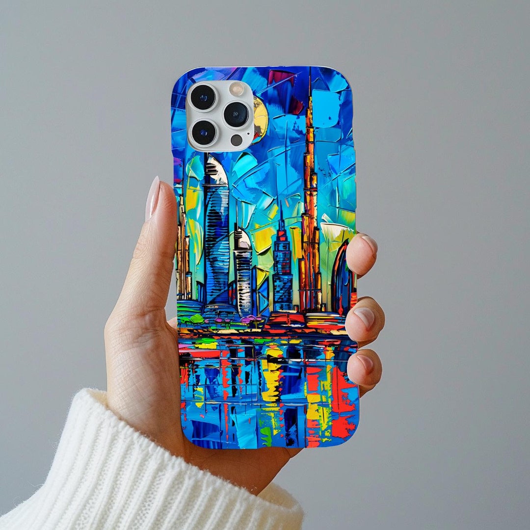 Dubai Skyline Tough Phone Case, Urban Art iPhone Case, Colorful ...