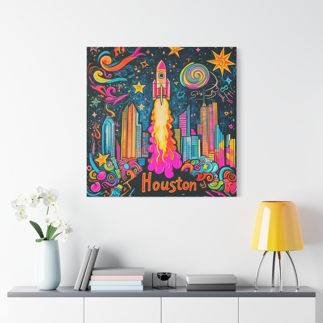Houston Pop Art Matte Canvas, Street Art, Travel Poster, Texas ...