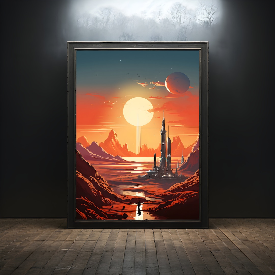 Retro Mars Station Premium Poster on Matte Paper Decoration Wall Gift ...