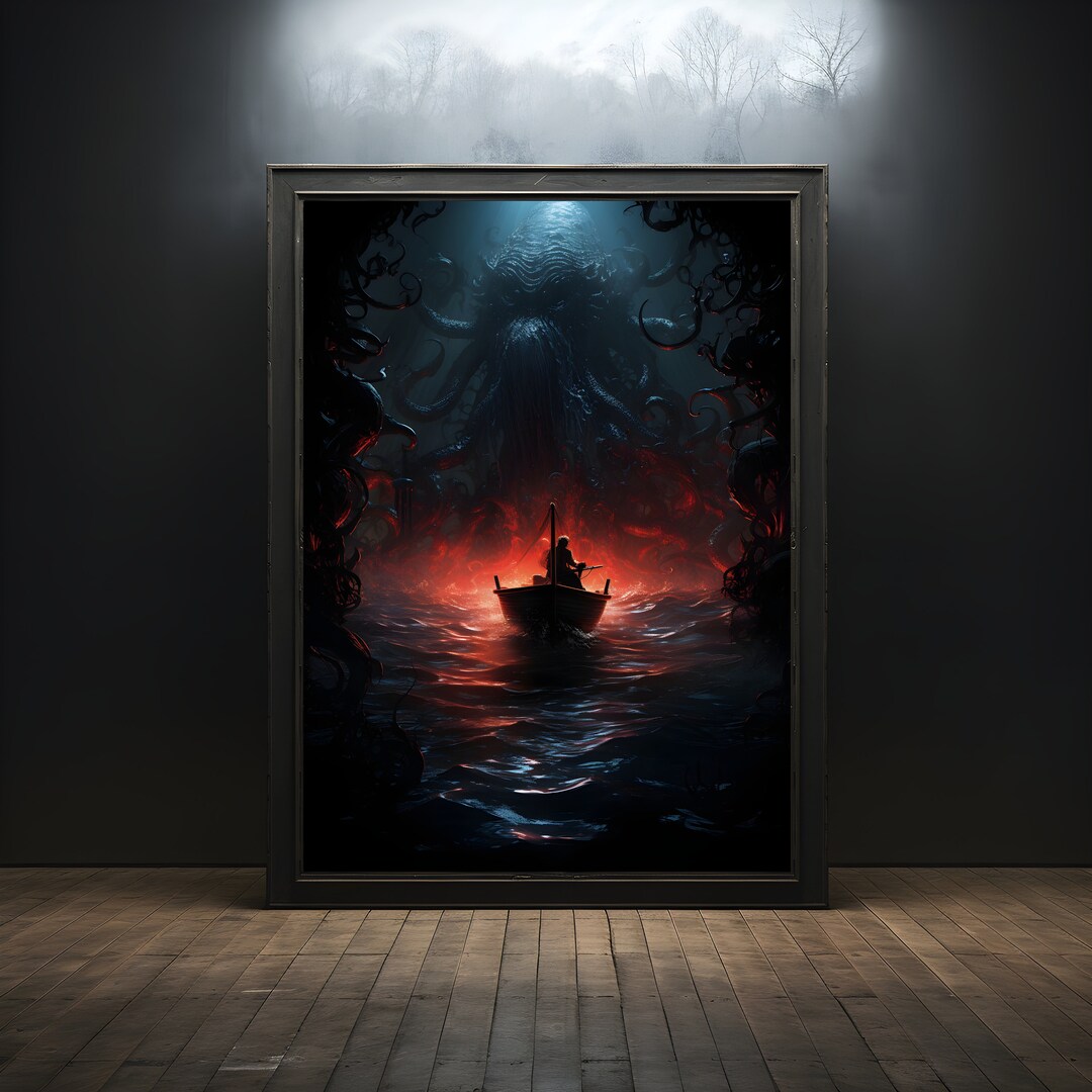 Gothic Kraken Boat Premium Poster on Matte Paper - Decoration Wall Gift ...
