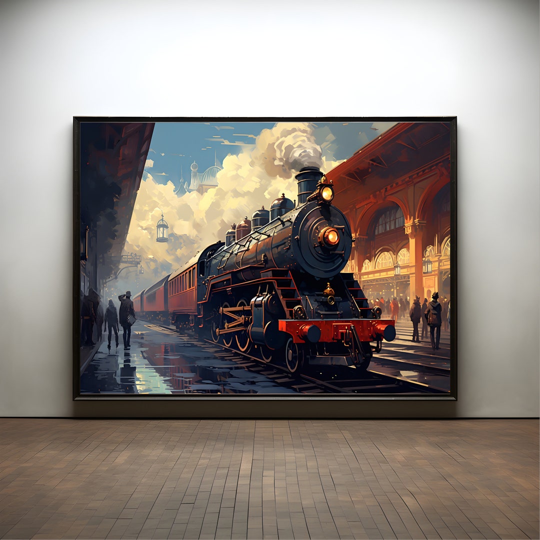 Retro Train Station Premium Poster on Matte Paper Decoration Wall Gift ...