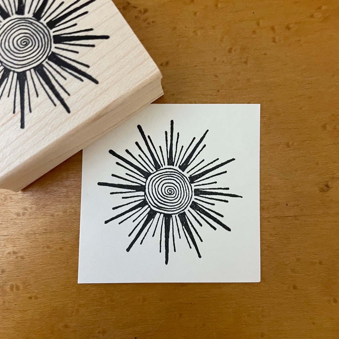 Spiral Sun Rubber Stamp, Sun Stamp, Journal and Scrapbook Supply, Art ...