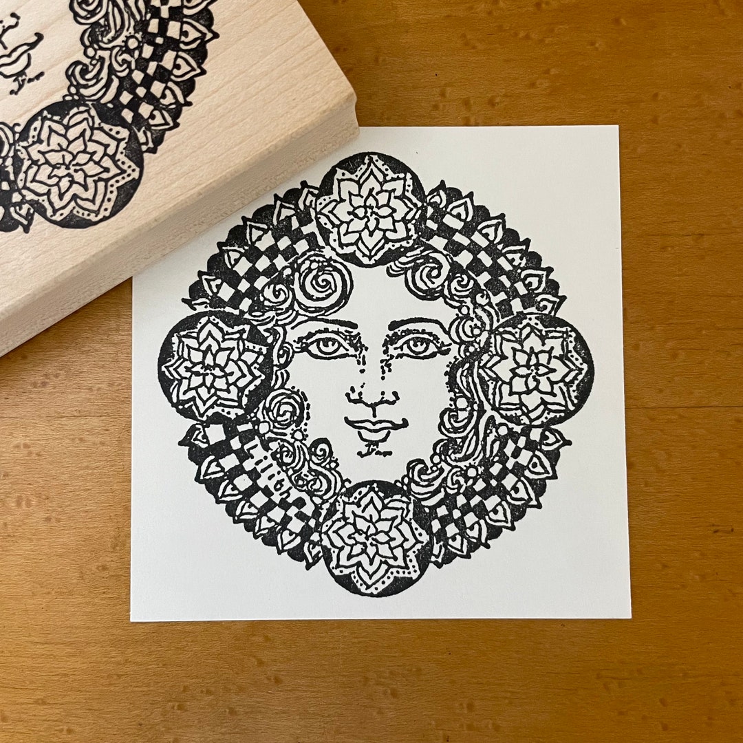 Lilith Face Rubber Stamp, Flower Face Stamp, Journal and Scrapbook ...