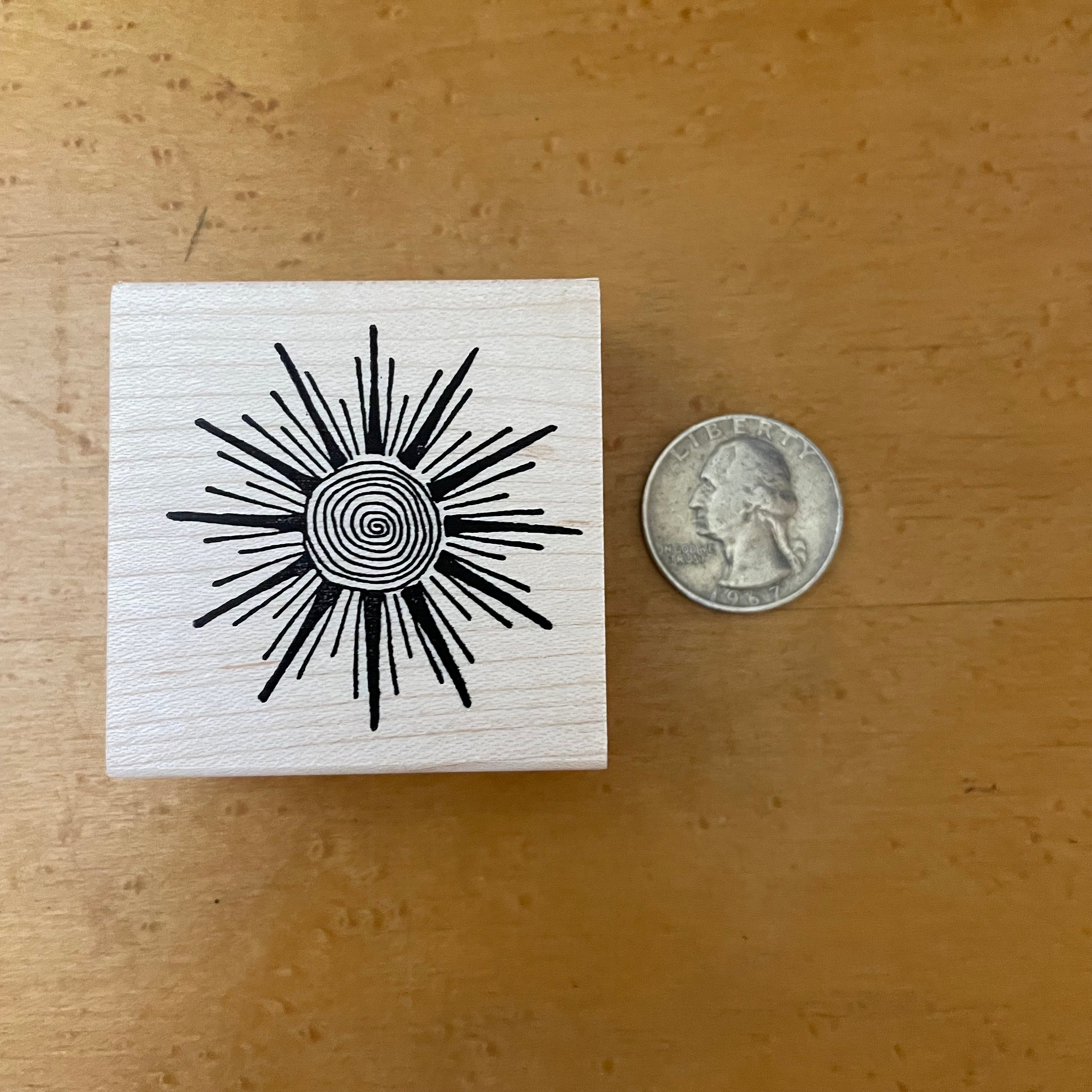 Spiral Sun Rubber Stamp, Sun Stamp, Journal and Scrapbook Supply, Art ...