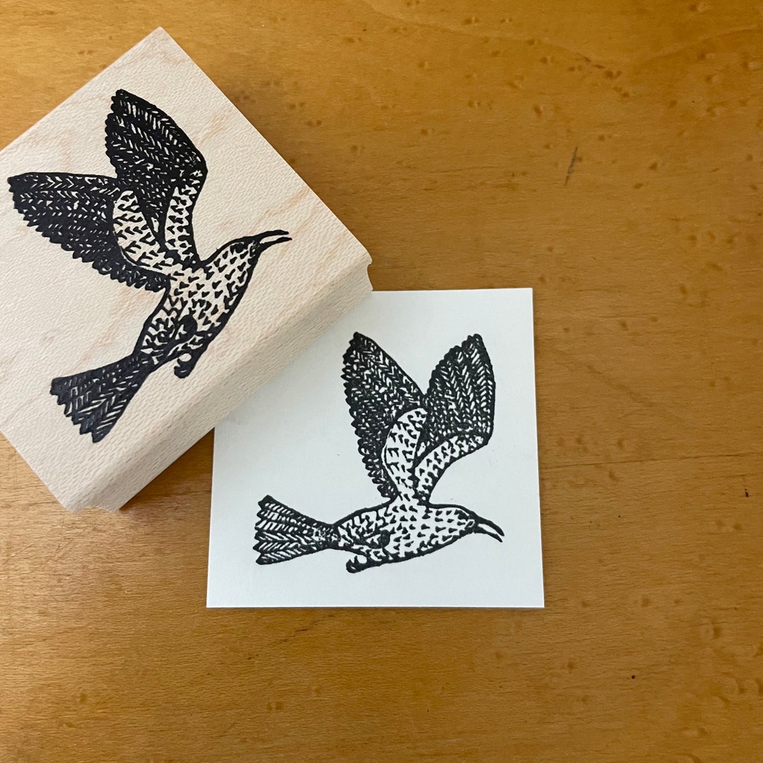 Raven in Flight Rubber Stamp, Inuit Drawing Stamp, Journal and ...