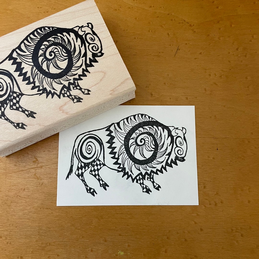 Totem Bison Rubber Stamp, Bison Stamp, Journal and Scrapbook Supply ...