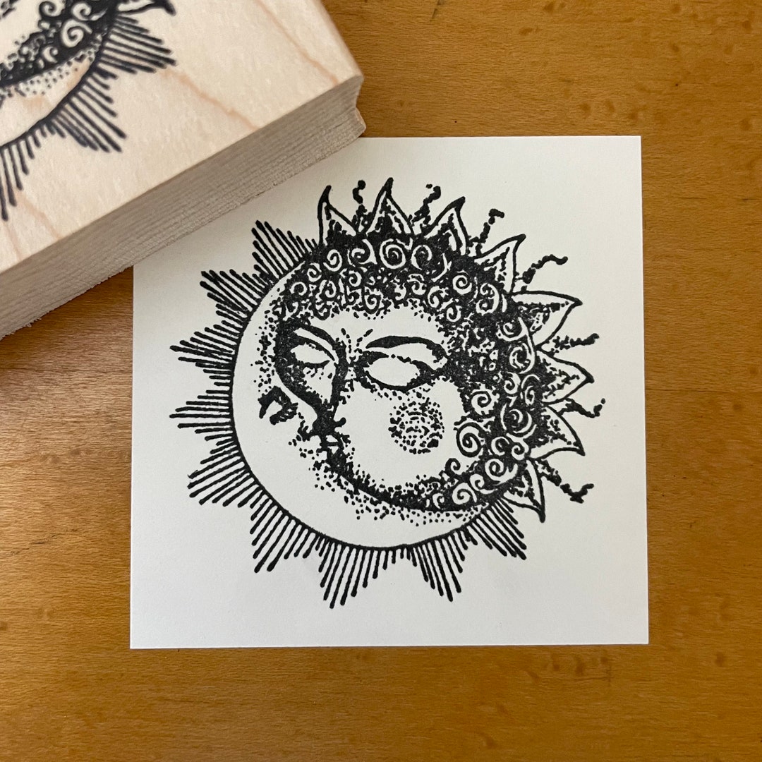 Moon and Sun Rubber Stamp, Dawn&dusk, Art Journal Supply 27 - Etsy