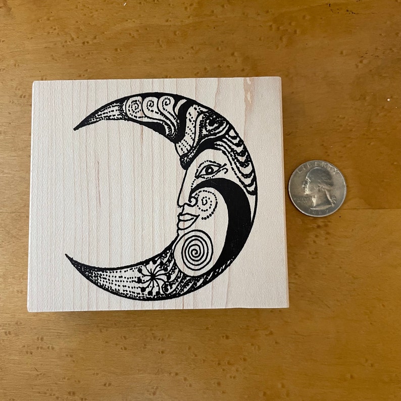 Crescent Moon L Rubber Stamp, Moon Stamp, Journal and Scrapbook Supply ...