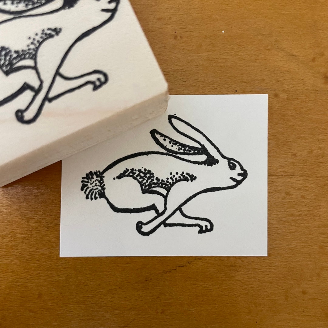 Running Rabbit Rubber Stamp, Rabbit Stamp, Journal and Scrapbook Supply ...
