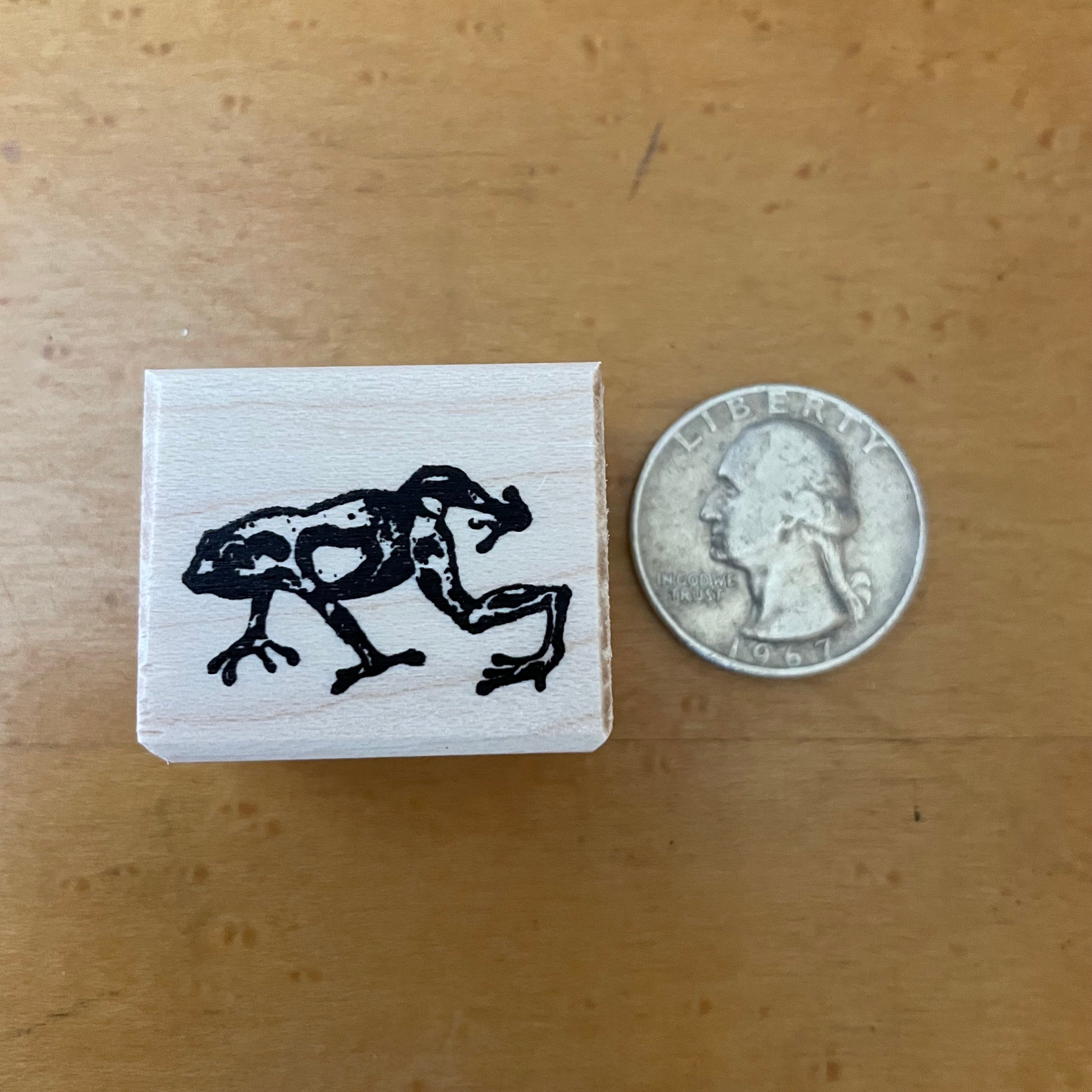 Spotted Frog Rubber Stamp, Handmade Art Journal Supply (1x3/4 Inches ...