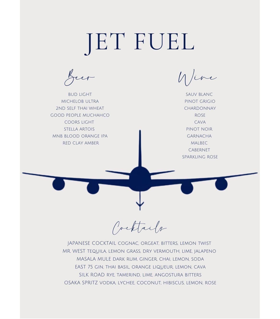 Cocktail Sign, Aviation Drink Sign, Pilot Kc-135 Jet Fuel Wedding Sign ...