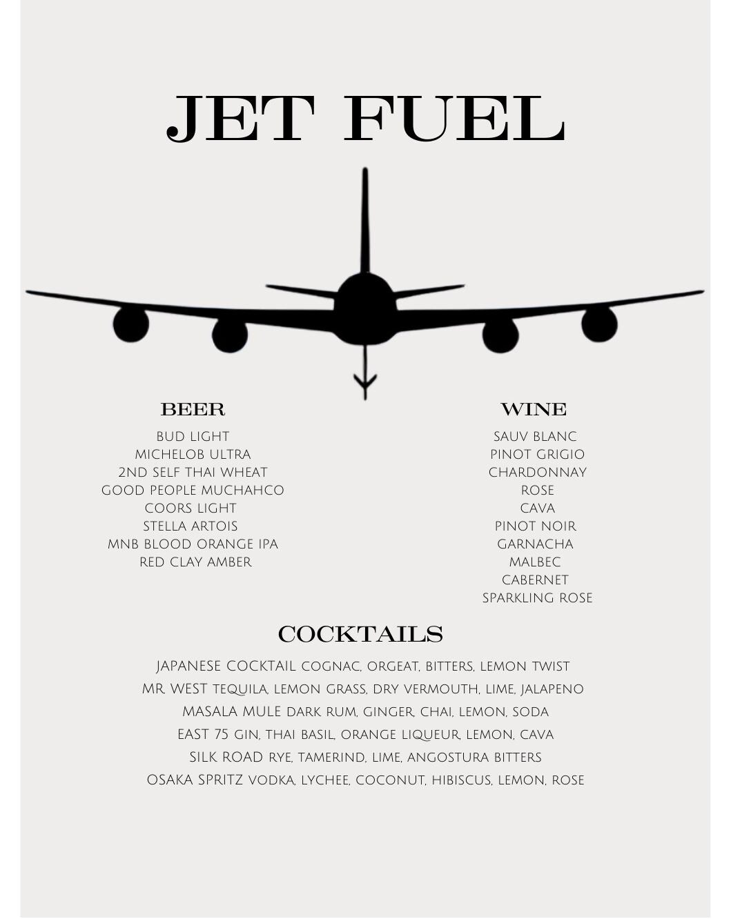 Cocktail Sign, Aviation Drink Sign, Pilot Kc-135 Jet Fuel Wedding Sign ...