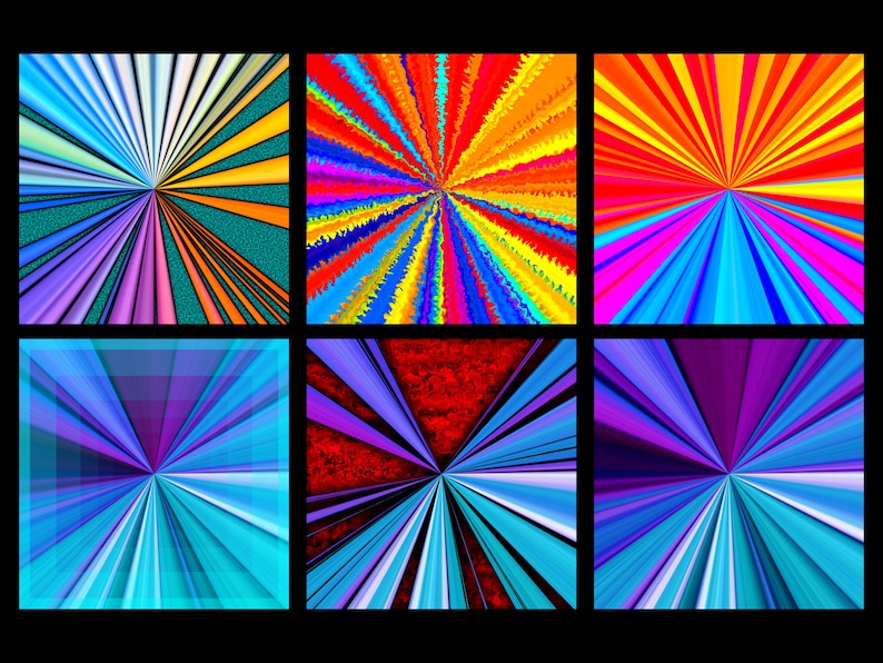 20 Starburst Backgrounds, Psychedelic Digital Papers, Sunburst Pattern ...