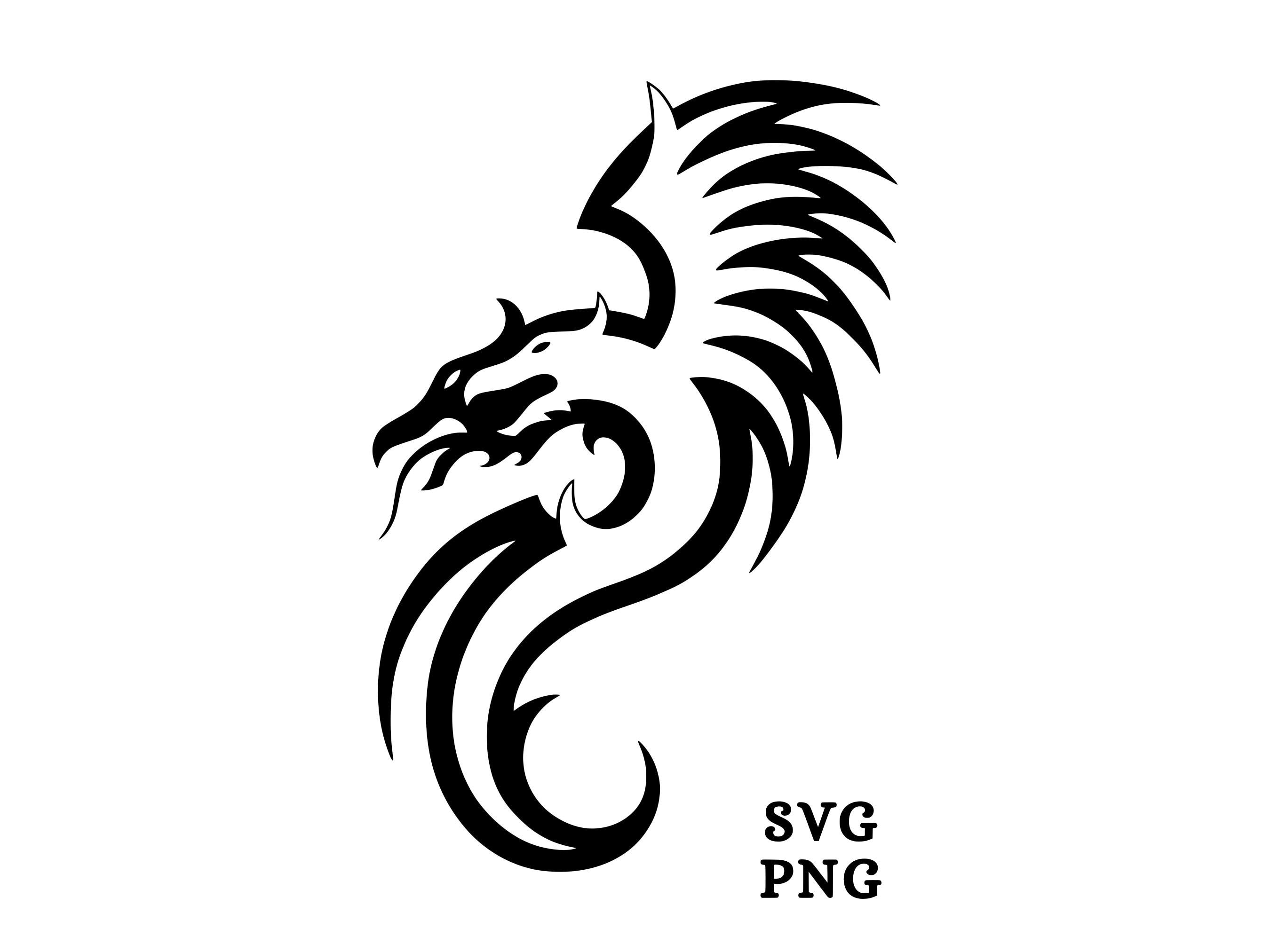 Tribal Dragon, SVG, PNG, Dragon Tattoo, Sublimation, Clipart - Etsy