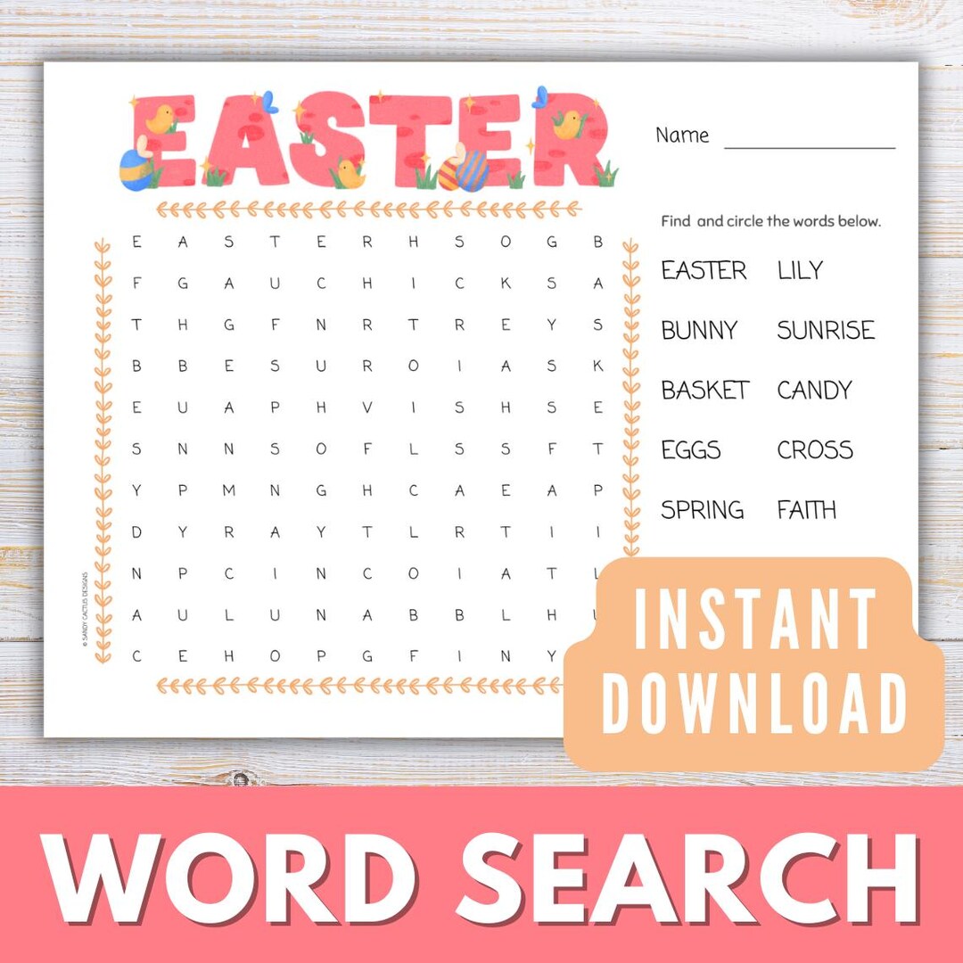 Printable Easter Word Search | Fun Spring Activity for Kids and Adults ...